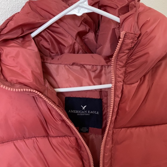American Eagle Outfitters | Jackets & Coats | American Eagle Salmon Pink Puffer Jacket With Hood ...